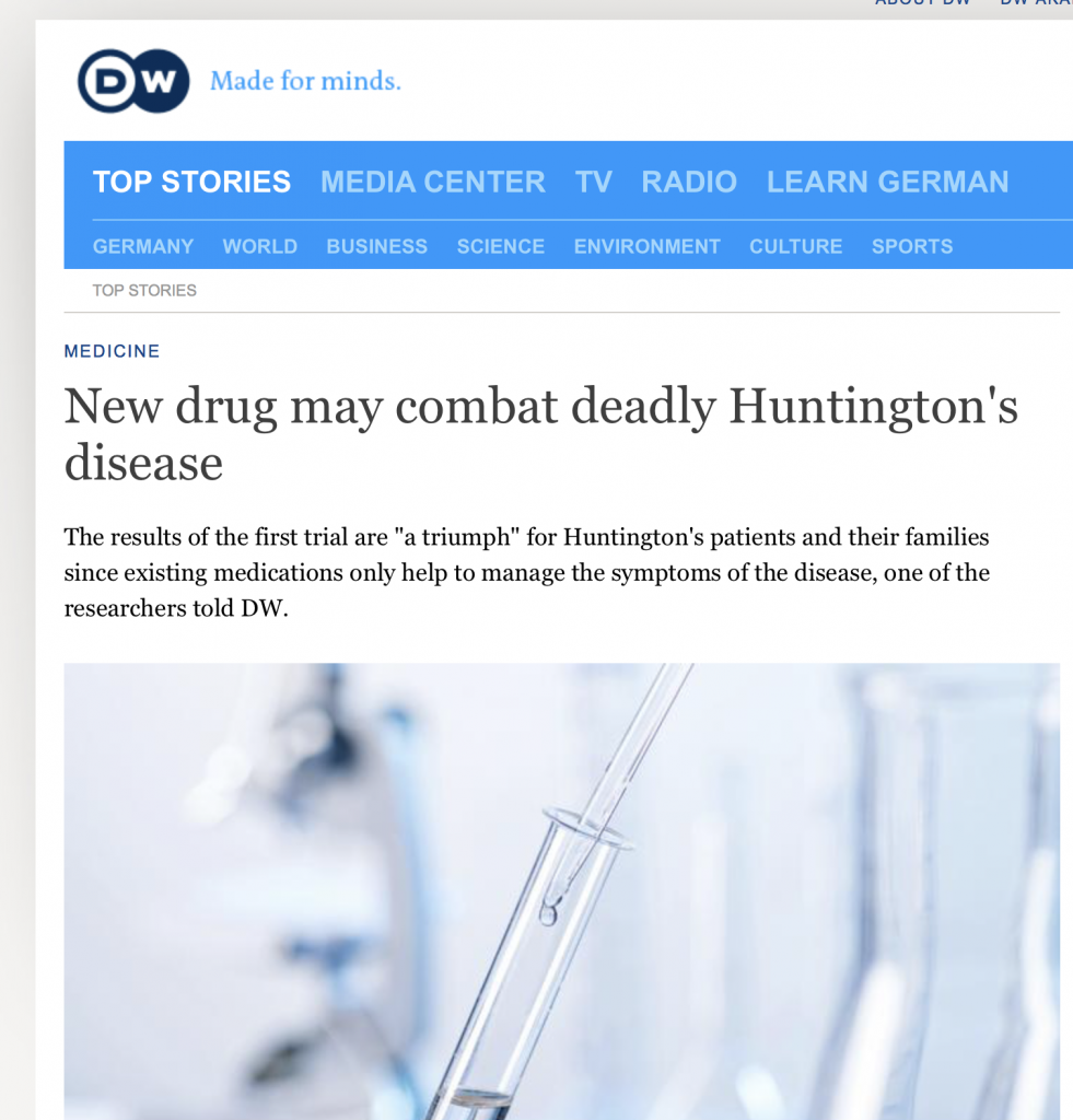Deutsche Welle: New drug may combat deadly Huntington’s disease ...